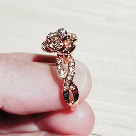 Jewelry | Rose Gold Cz Ring Statement Ring Crystal Ring | Poshmark